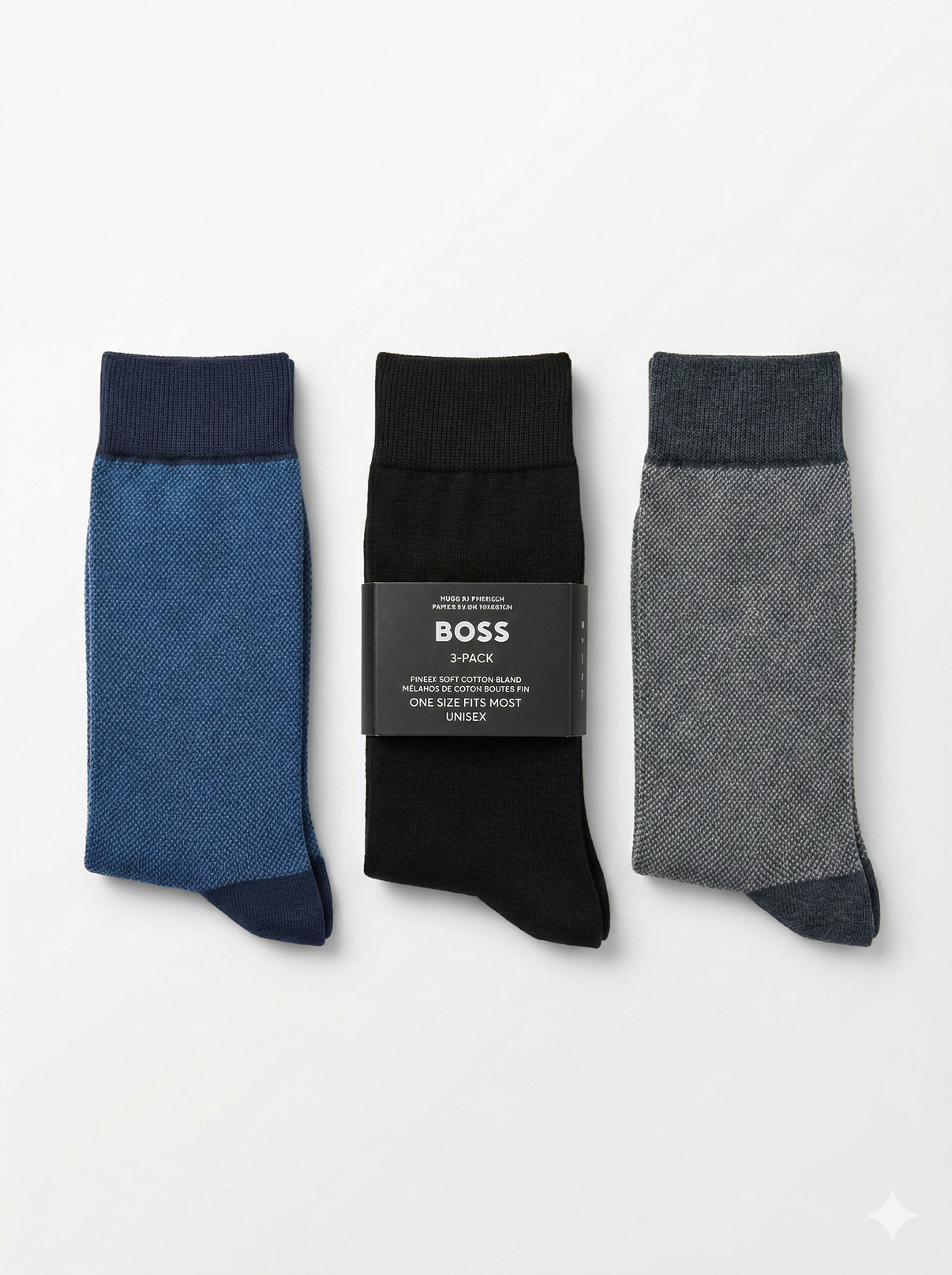 BOSS Pack of 3 Premium Cotton Socks (Blue, Black and Grey) – The ...